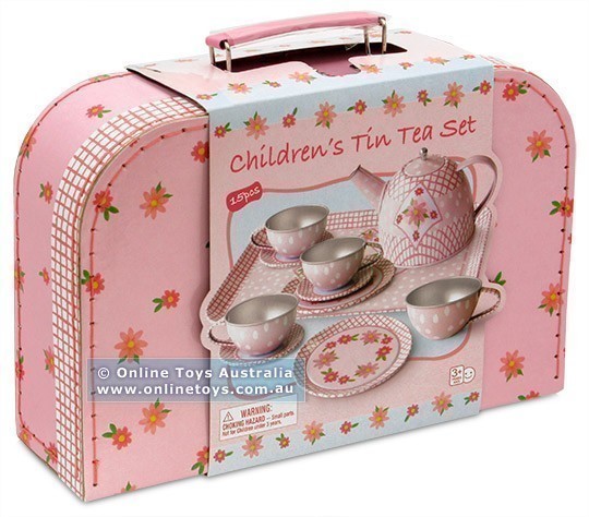 Children's Tin Tea Set - Floral Pink - Online Toys Australia