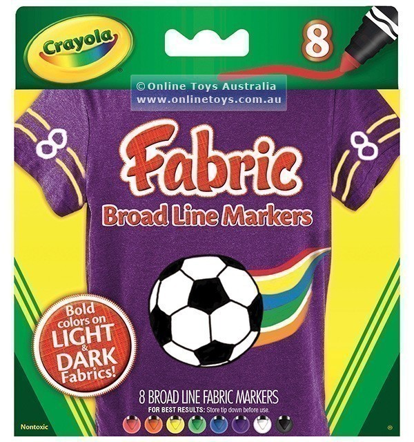 Crayola Broad Line Fabric Markers - 8 Bold Colours - Online Toys Australia