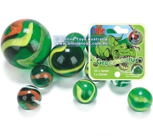 King Marbles - 16mm Glass Marbles - Grocasourus - Online Toys Australia