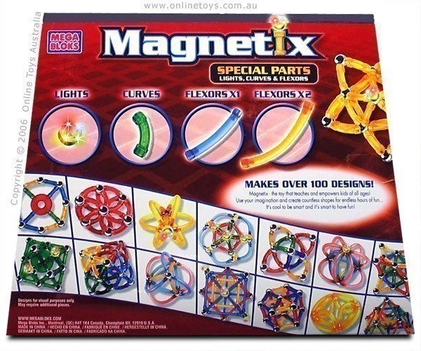 Magnetix - 60 Piece Lights Curves and Flexors Set - Online Toys Australia