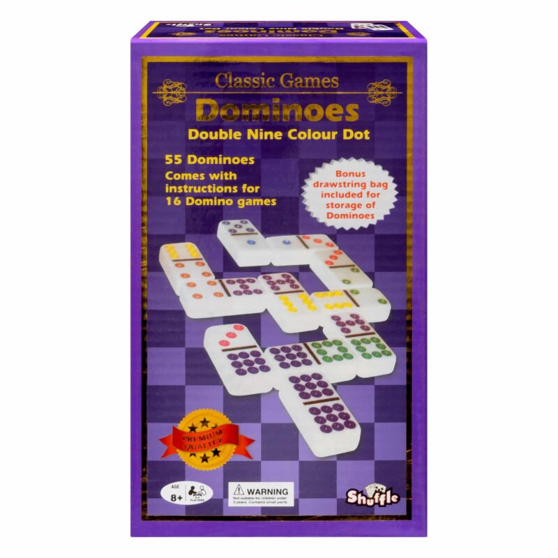 Shuffle Classic - Double Nine Dominoes - Coloured - Online Toys Australia