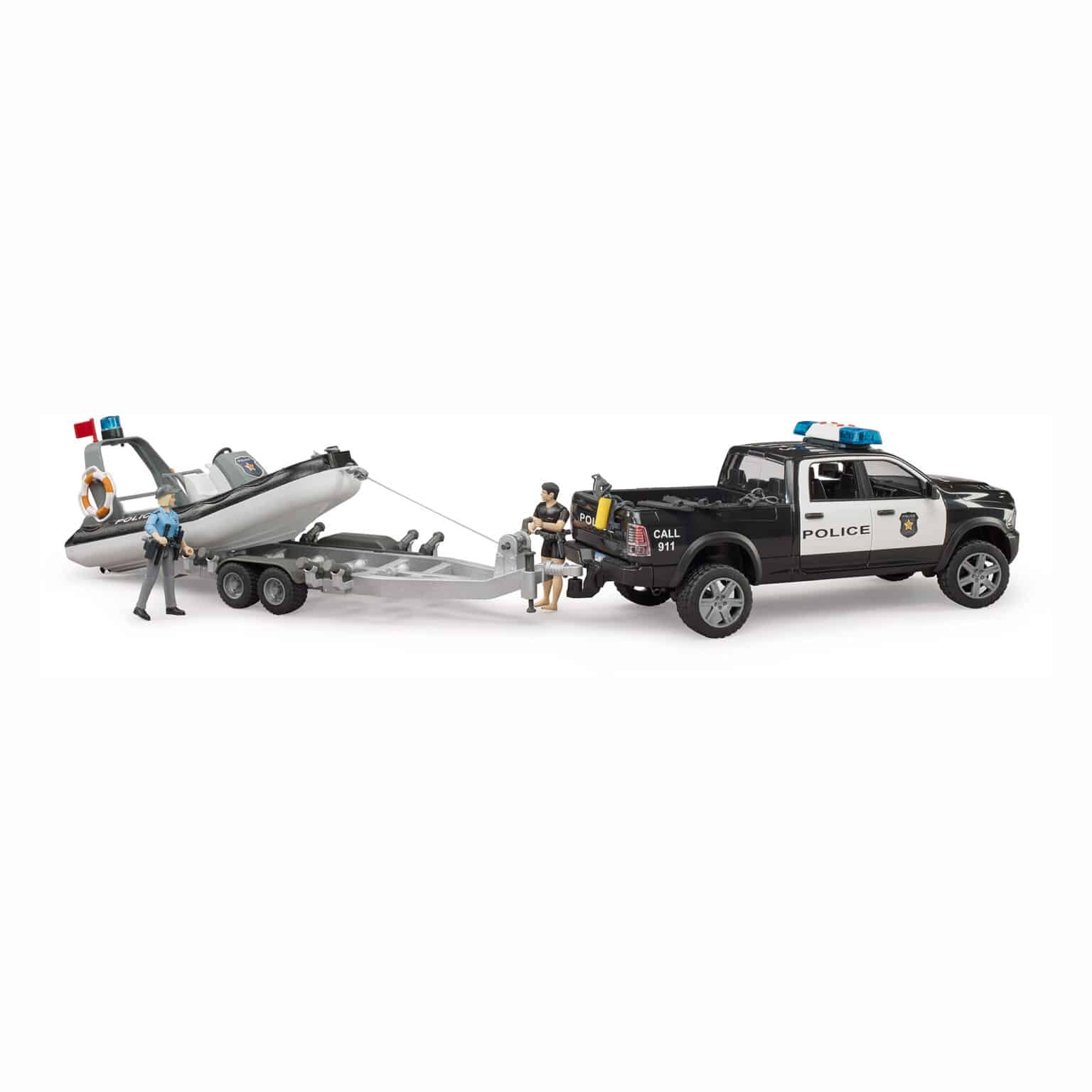 Bruder - RAM 2500 Police Pickup with Trailer, Boat and 2 Figures ...